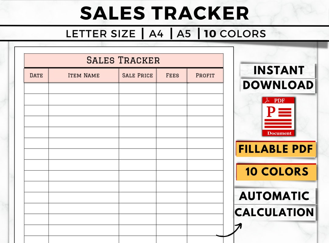 Sales Tracker Printable, Sales Log, Order Tracker, Sales Tracking ...