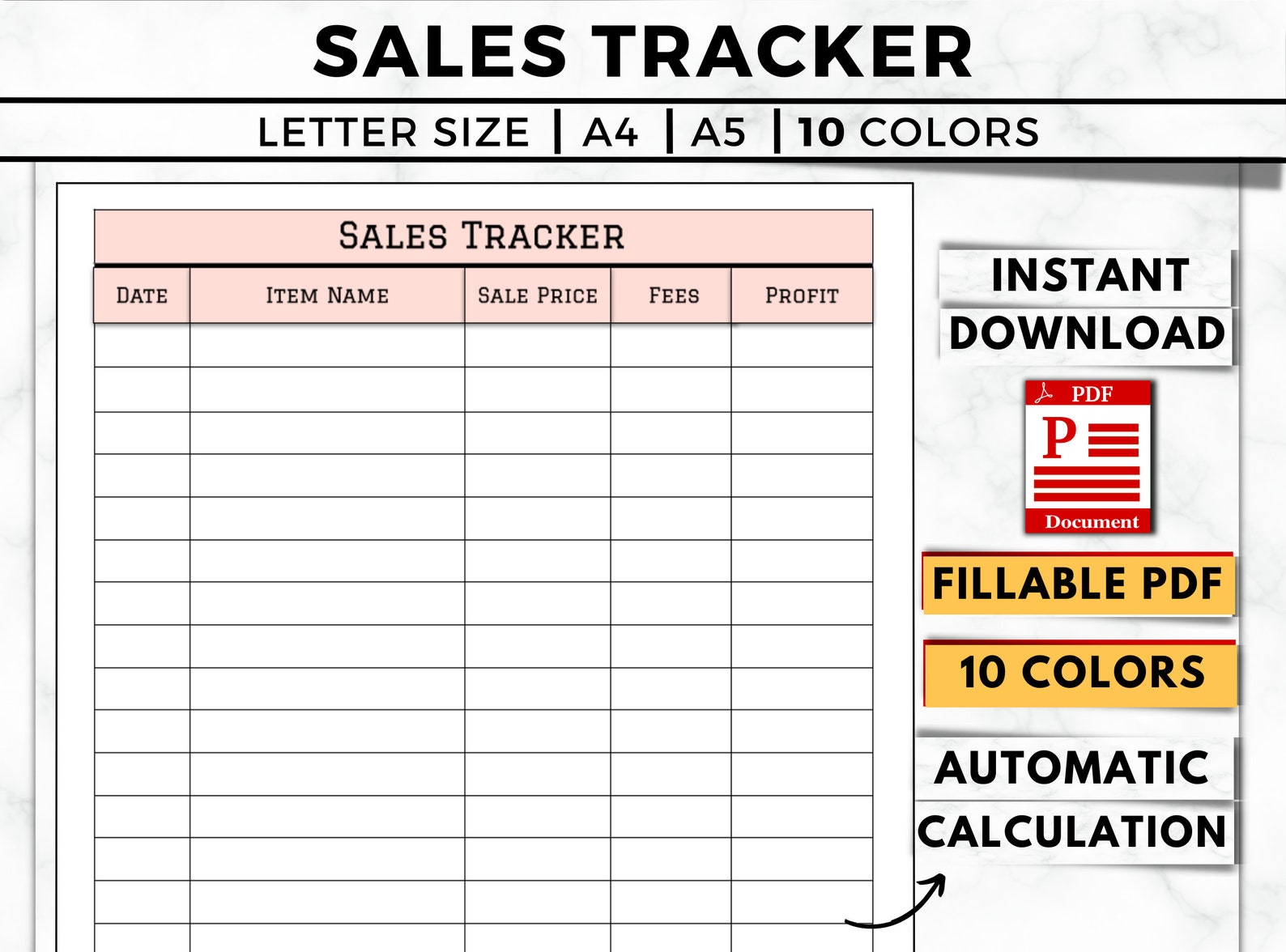 Sales Tracker Printable Sales Log Order Tracker Sales - Etsy