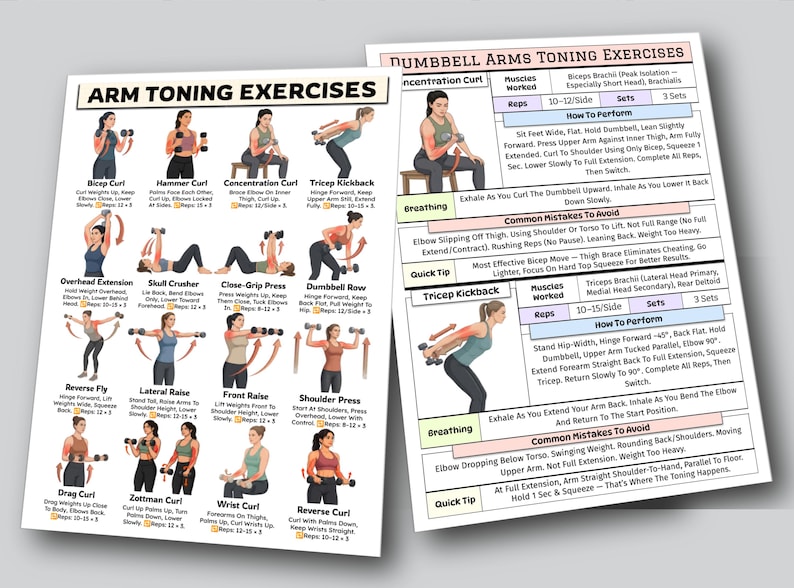 Arms Toning Dumbbell Exercises, Arm Workout for Women, Biceps Shoulders ...