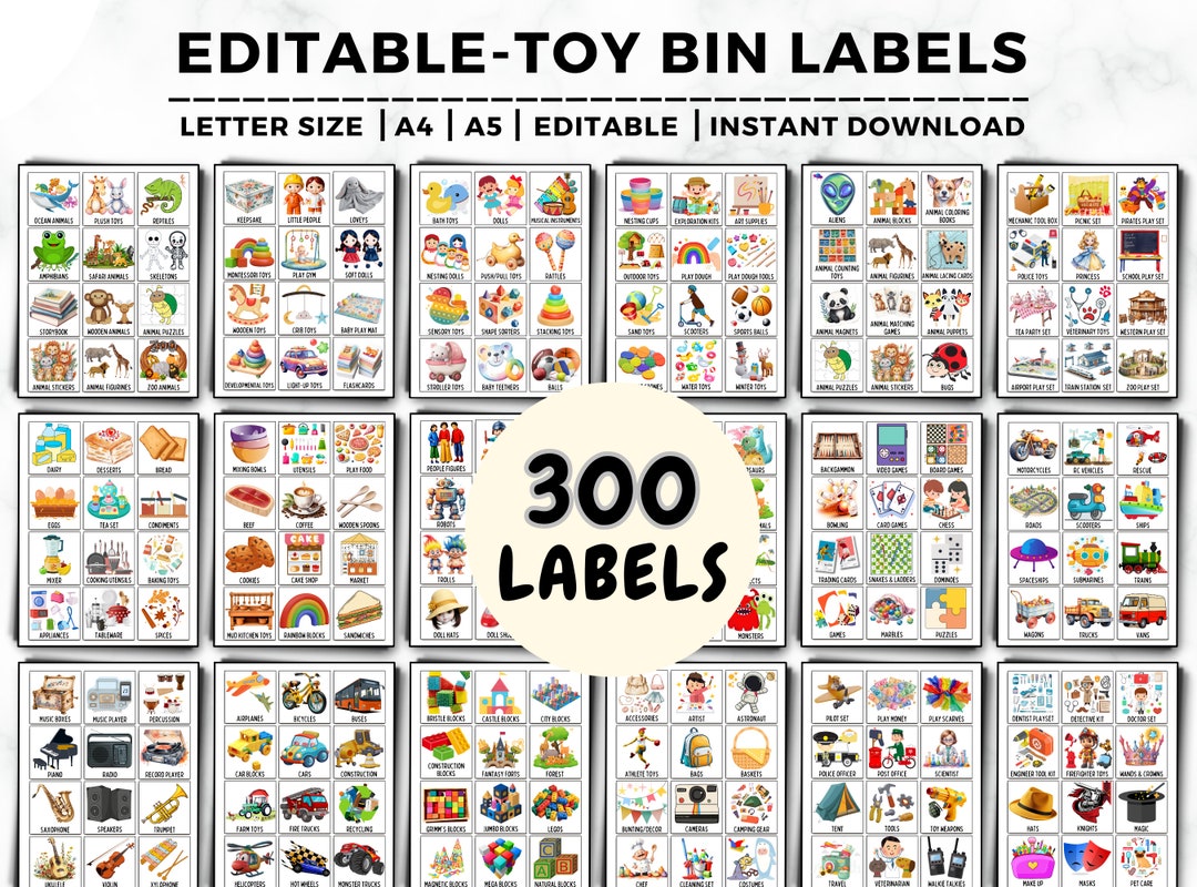 Toy Bin Labels, Toy Bin Labels Editable, Playroom Labels, Trofast ...