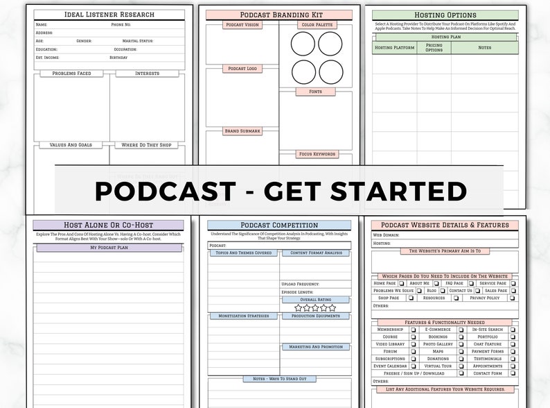 Podcast Planner, Episode Planning, Launch Checklist (printable, Digital ...
