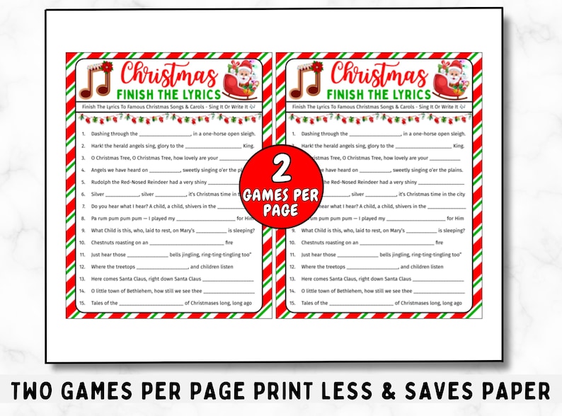 Christmas Finish the Lyrics, Christmas Song Games, Christmas Music ...