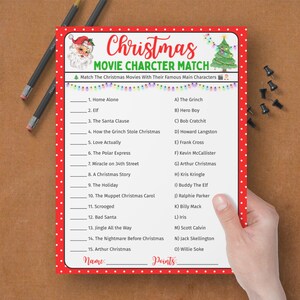 Christmas Movie Match Game, Actors & Christmas Movie Characters ...