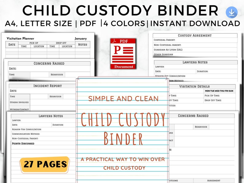 Child Custody Binder Custody Planner Coparenting Calendar - Etsy