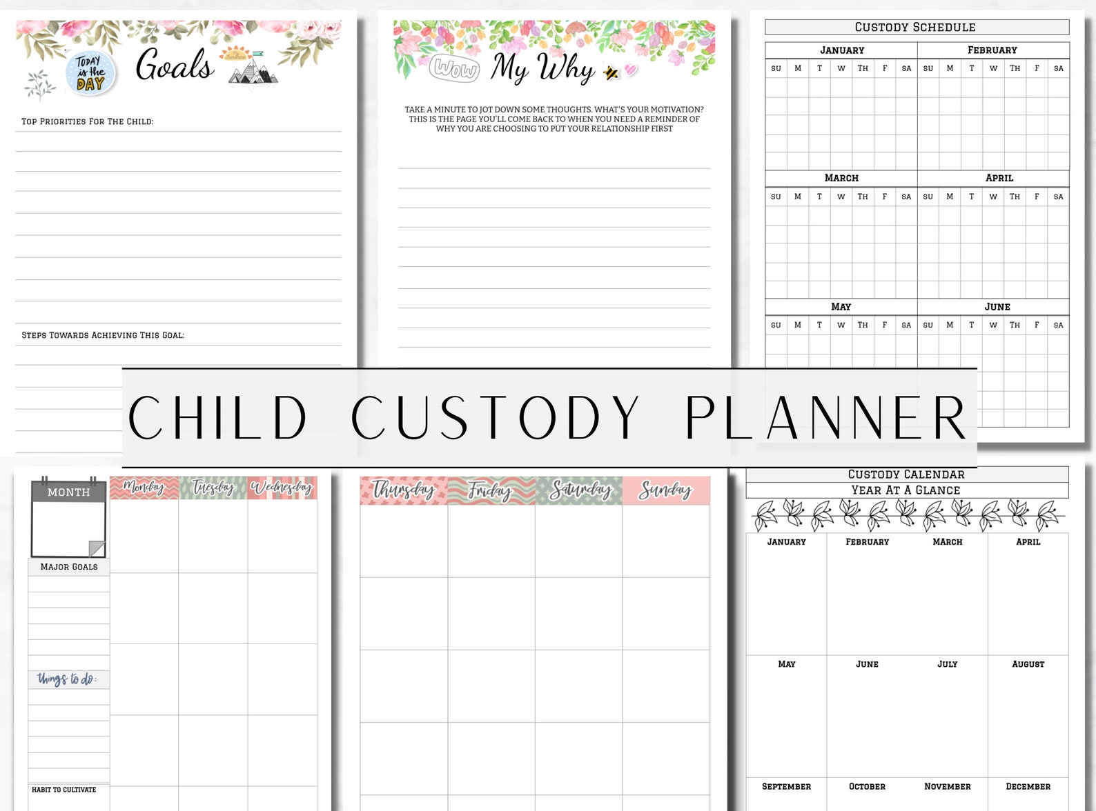 Child Custody Binder, Custody Planner, Coparenting Calendar, Single ...