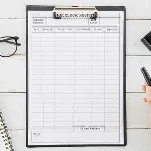 Checkbook Register Printable. Editable Bank Transaction Tracker Sheet ...