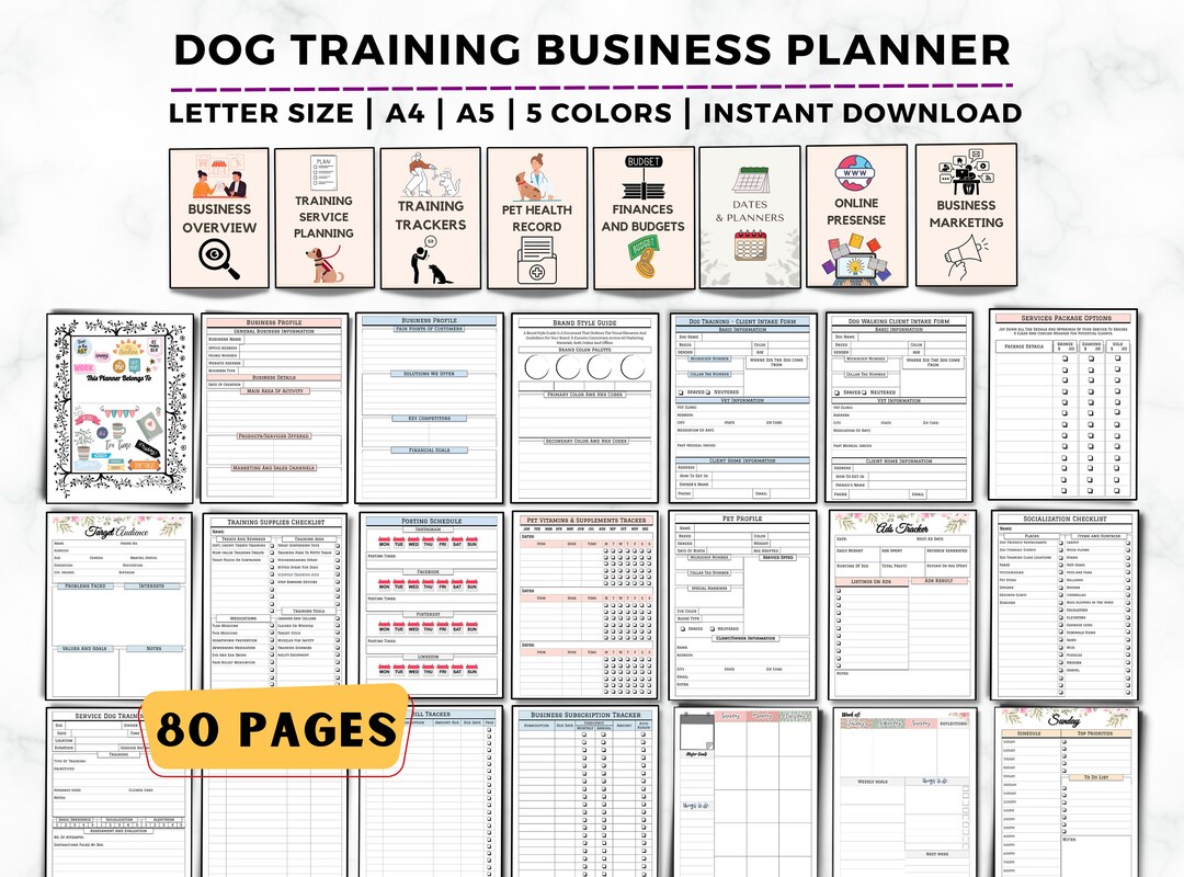 Dog Training Business Planner, Dog Walking Business Forms ...