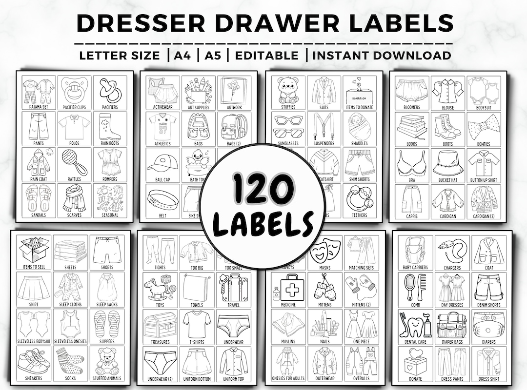 Kids Dresser Drawer Labels, Kids Drawer Labels, Dresser Drawer Labels ...