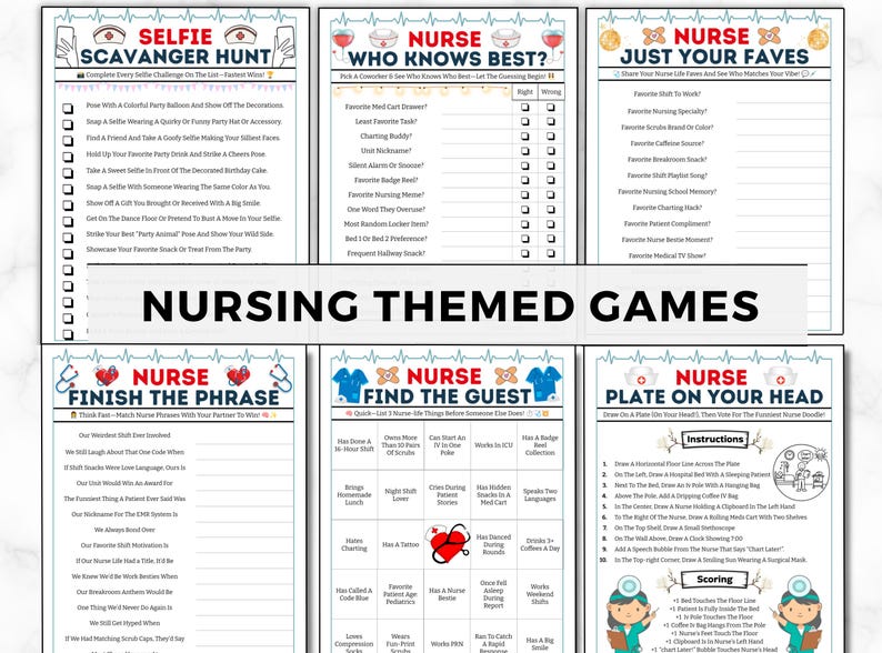 Nurse Games Bundle, Nurse Party Games, Nurse Trivia Games, Nurse ...