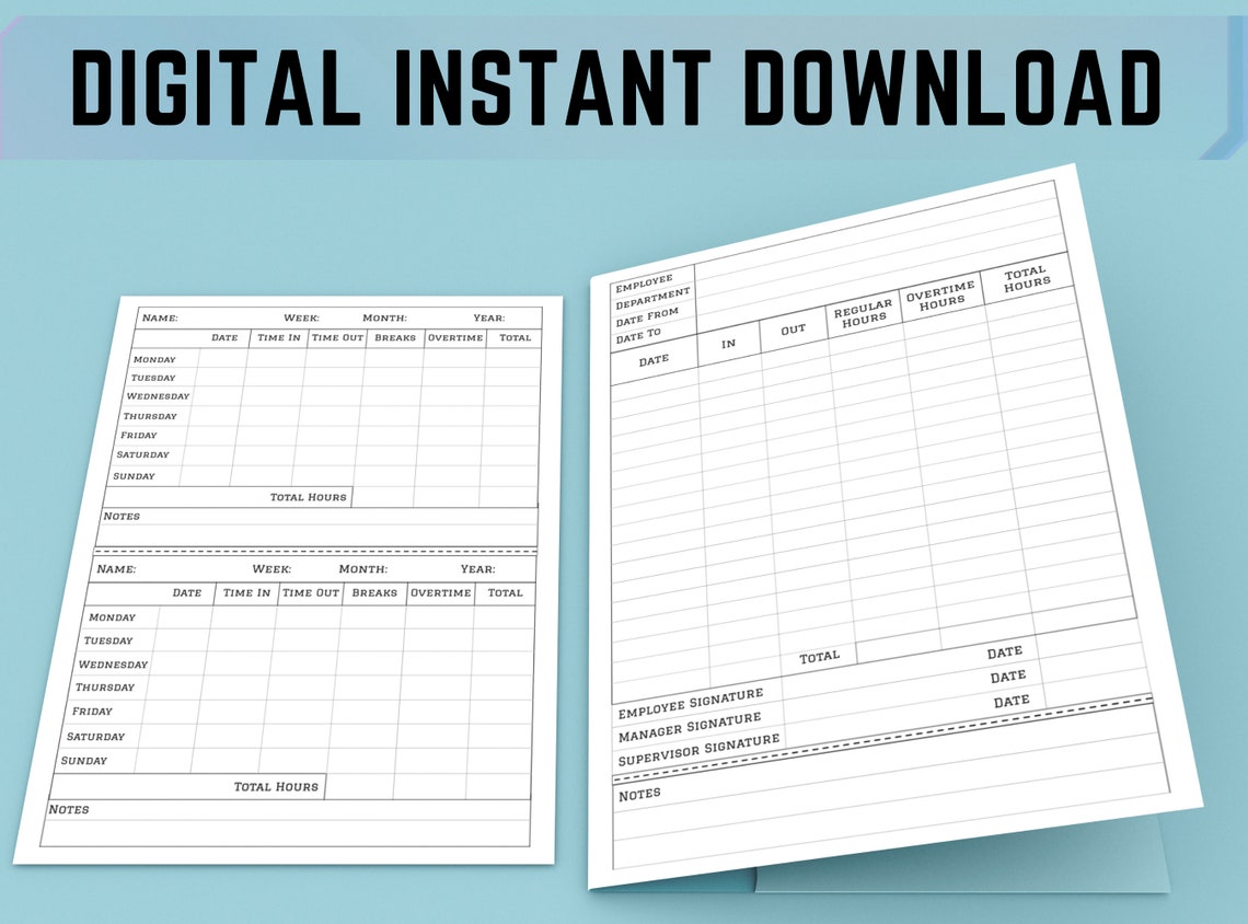 Employee Time Sheet. Editable Timesheet Form. Printable - Etsy