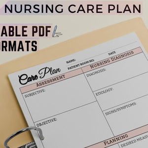 Nursing Care Plan Template, Editable Nursing Report Sheet, Student ...