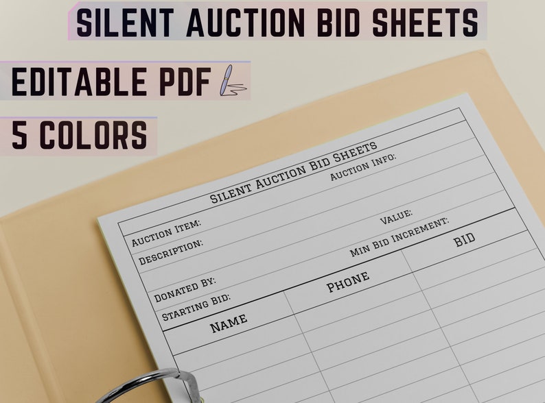 Printable Silent Auction Bid Sheet Template (editable) - Etsy