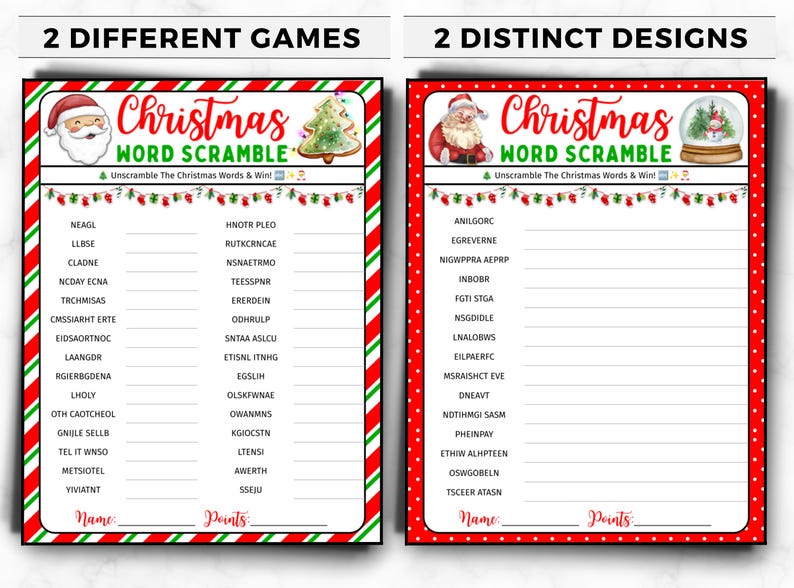 Christmas Word Scramble Printable, Holiday Word Scramble, Family ...