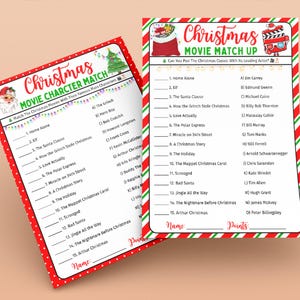 Christmas Movie Match Game, Actors & Christmas Movie Characters ...