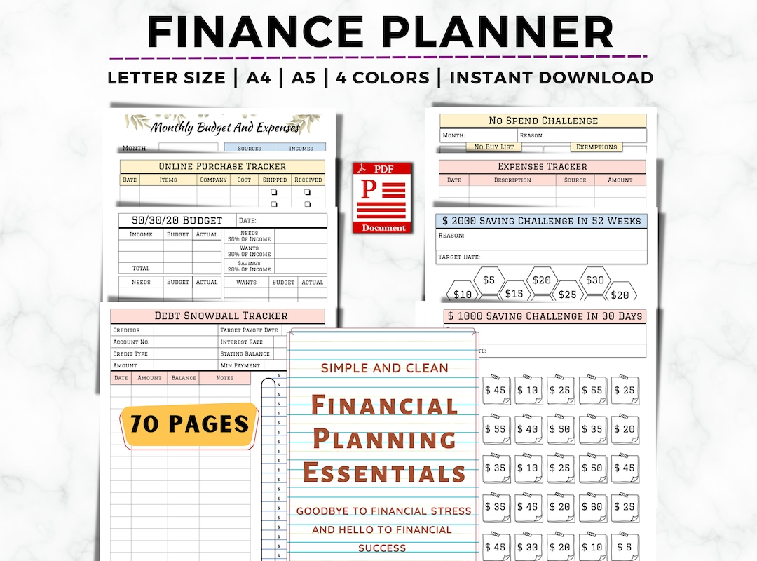 Financal Planner Printable, Budget Planner, Financial Savings Tracker ...