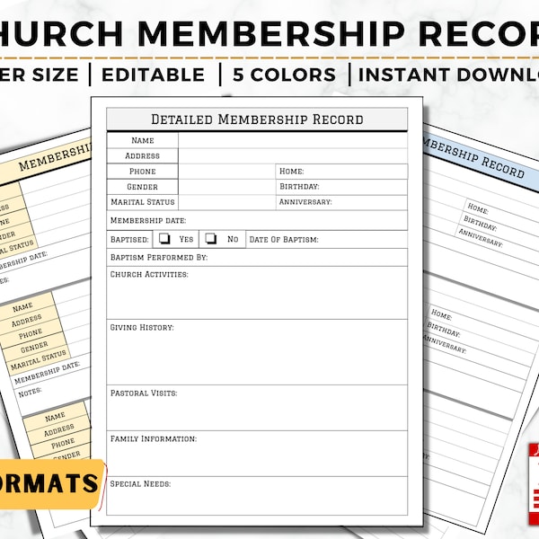 Church Membership Book Template - Etsy