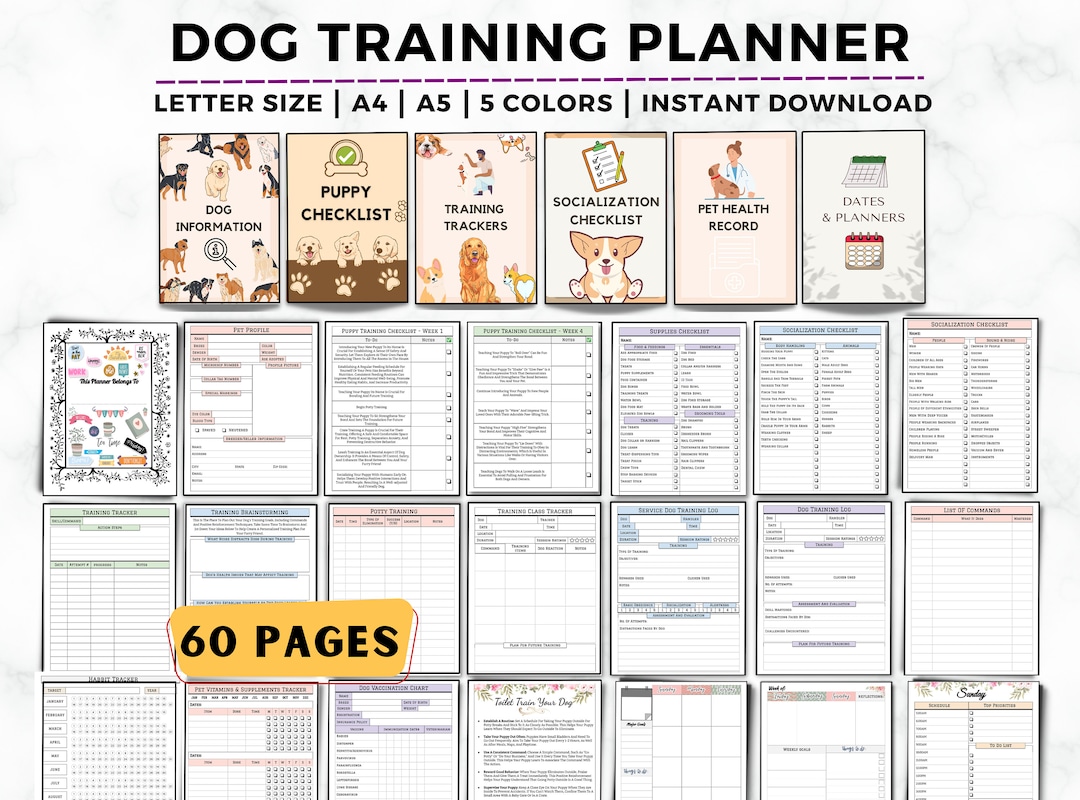 Dog Training Planner, Puppy Training Tracker, Socialization Checklist ...
