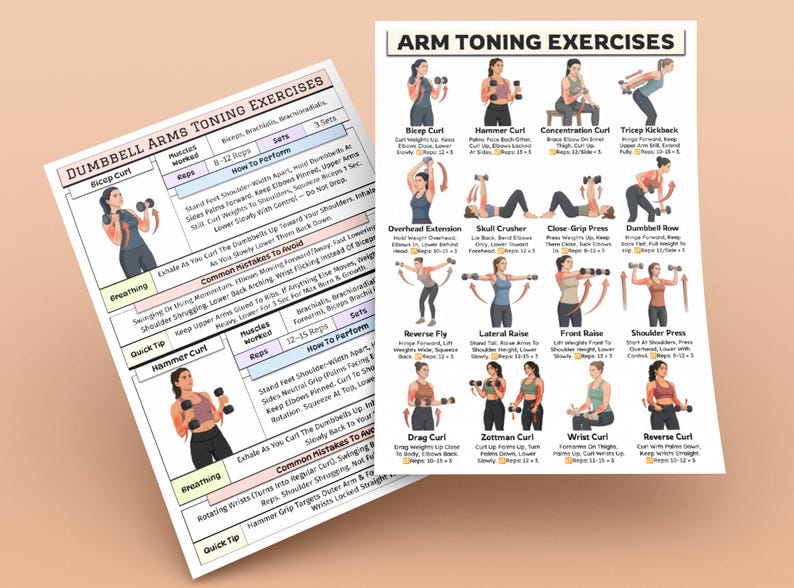 Arms Toning Dumbbell Exercises, Arm Workout for Women, Biceps Shoulders ...