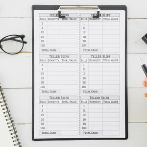 Cash Breakdown Slips Printable, Bank Teller Slips, Cash Withdraw Slips ...