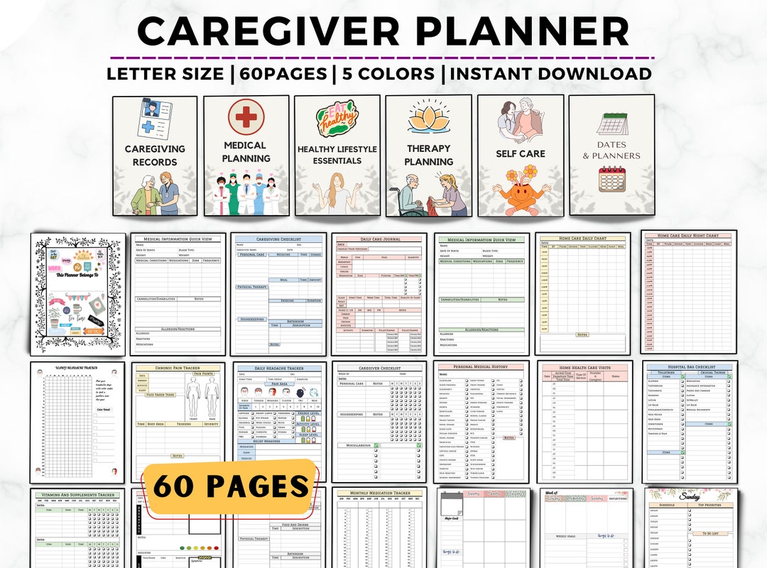 Caregiver Planner Printable, Home Health Care Form, Caregiver Daily Log ...