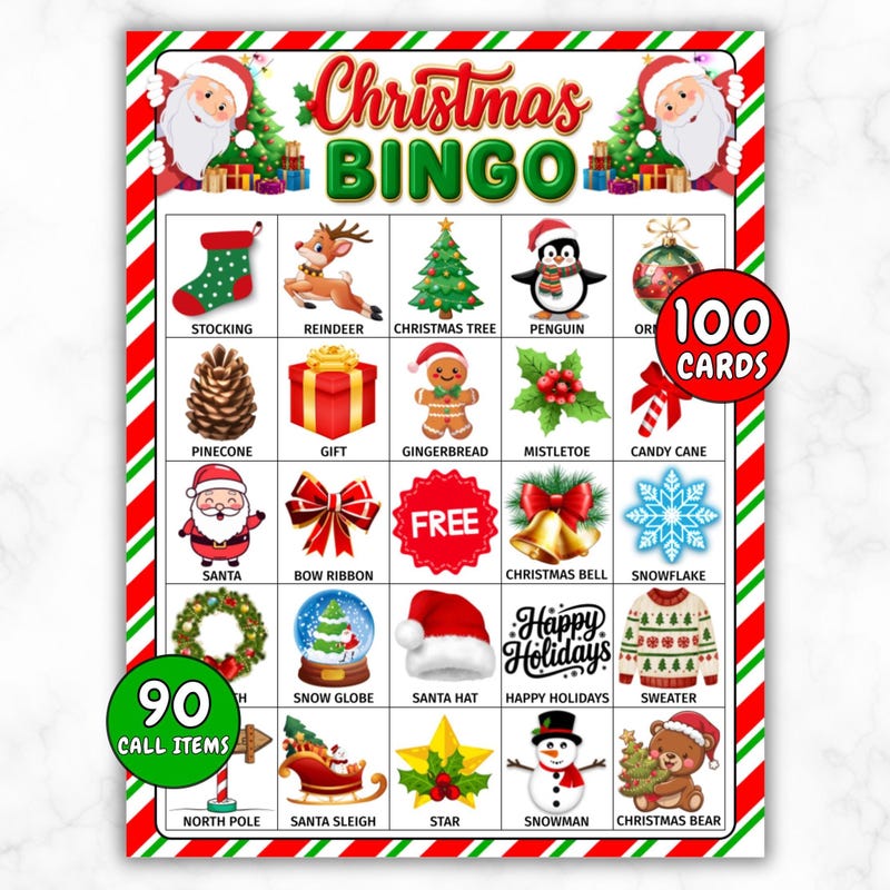 Weihnachten bingo ausdrucken - Etsy.de