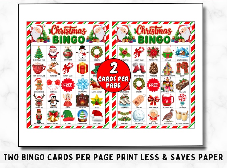 Christmas Bingo, 100 Christmas Bingo Cards Christmas Games Holiday ...