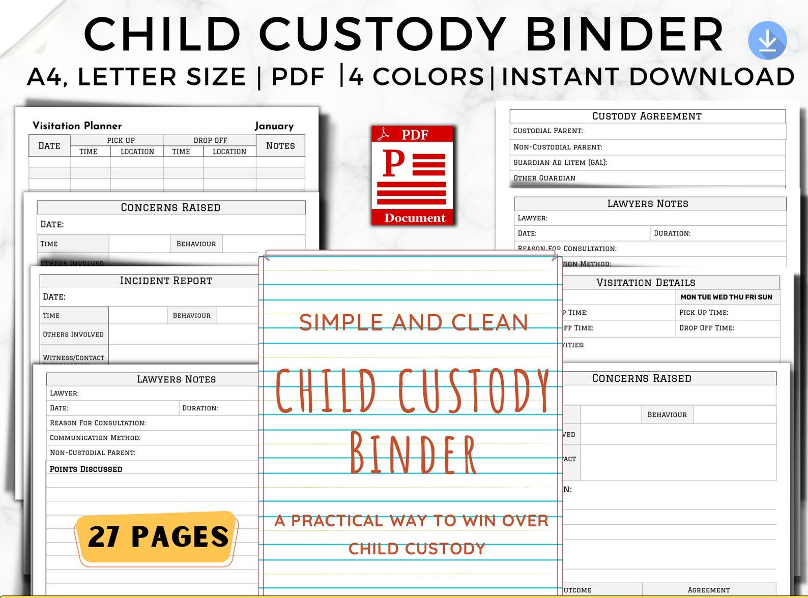 Child Custody Binder Custody Planner Coparenting Calendar - Etsy