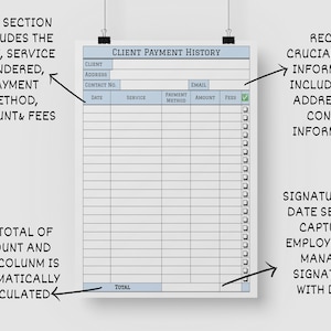 Client Payment Tracker, Printable Client Payment History, Small ...