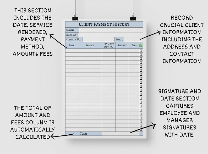 Client Payment Tracker, Printable Business Payment Log (fillable PDF ...