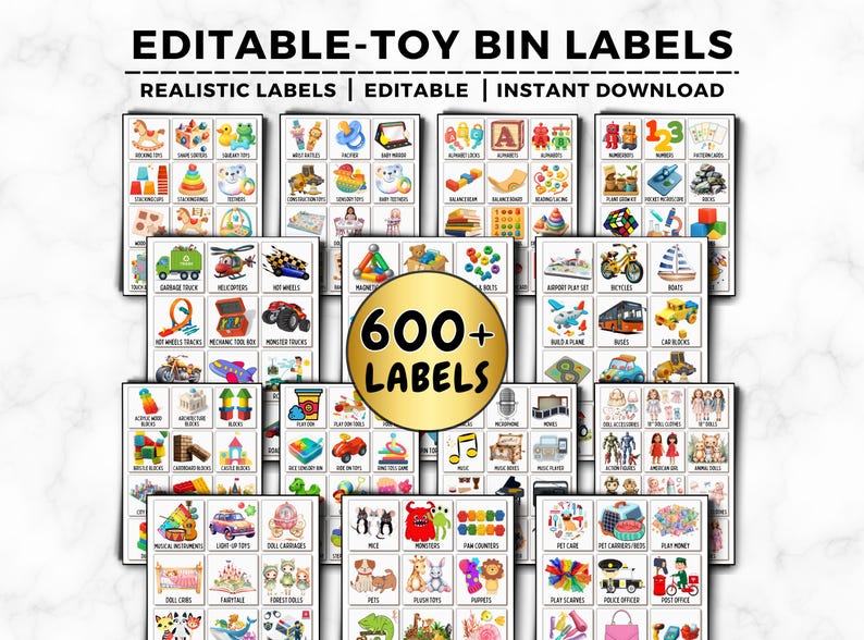 Toy Bin Labels, Toy Bin Labels Editable, Playroom Labels, Trofast ...