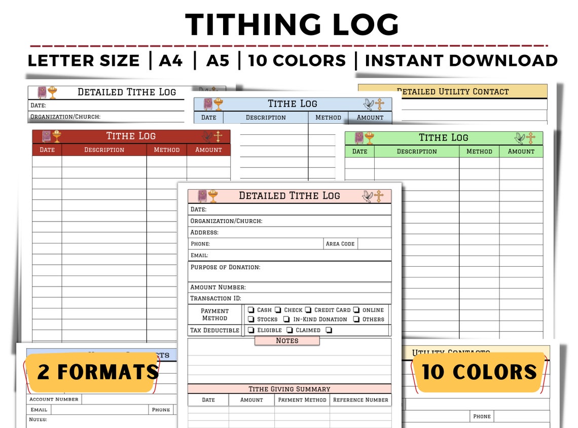 Tithe and Offering Tracker Church Giving Printable Tithing - Etsy