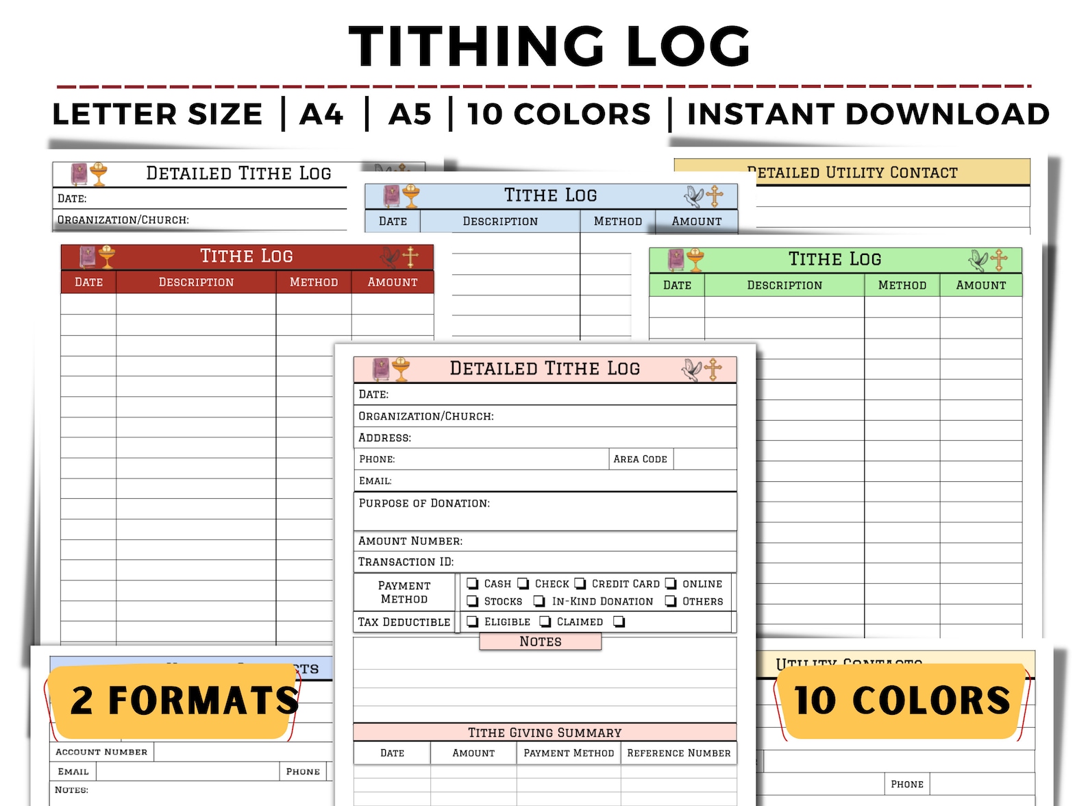 Tithe and Offering Tracker Church Giving Printable Tithing - Etsy