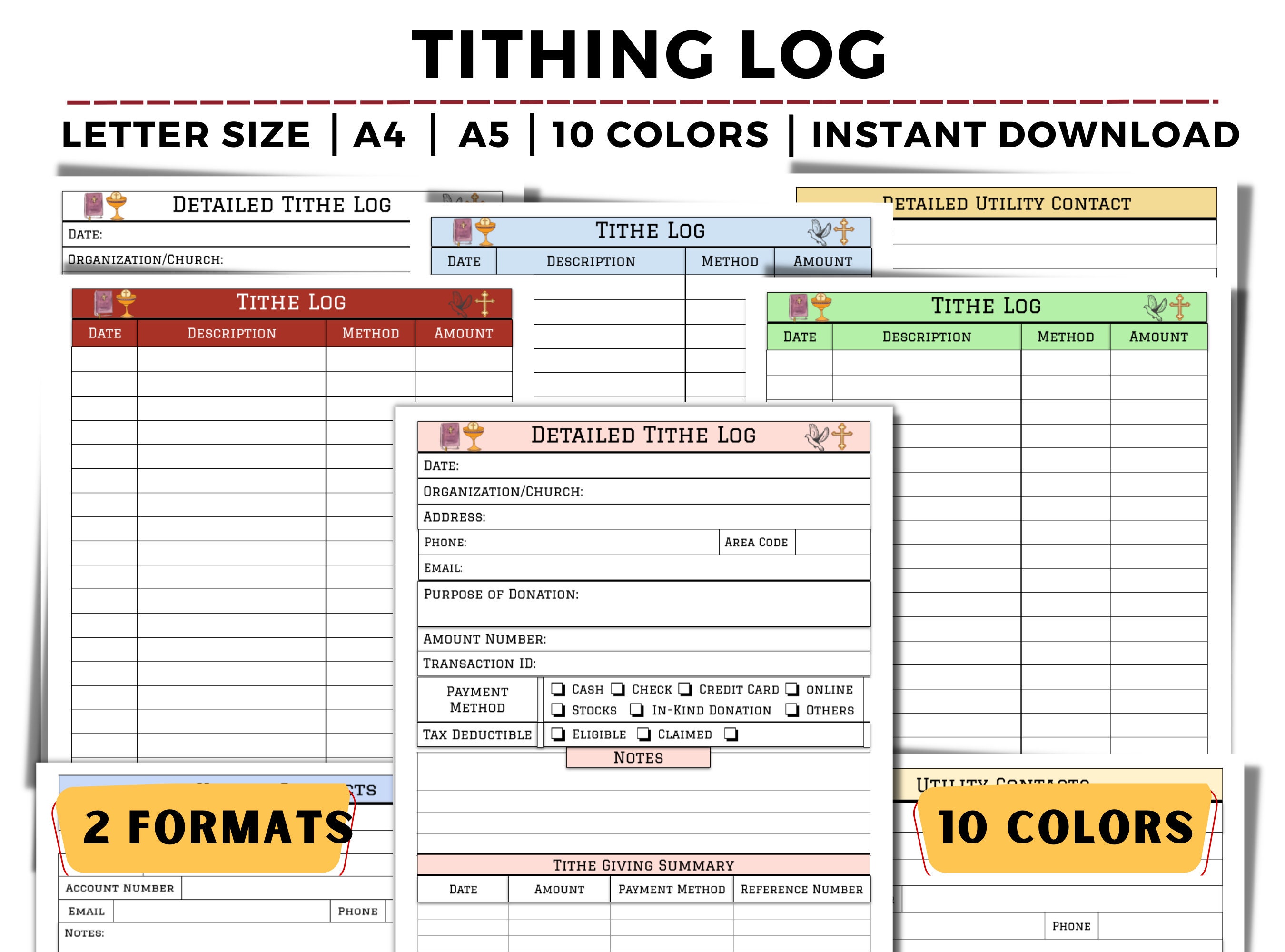 Tithe and Offering Tracker Church Giving Printable Tithing - Etsy