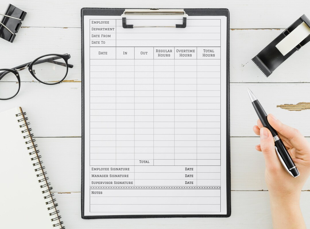 Employee Time Sheet. Editable Timesheet Form. Printable Timesheet ...