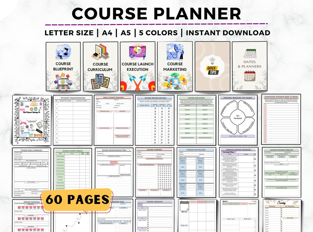 Course Planner, Course Creator Planner, Course Outline, Online Course ...