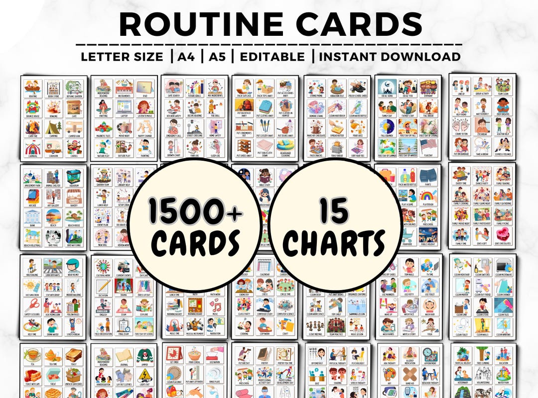 Daily Routine Cards, Visual Schedule, Routine Chart for Kids, Morning ...