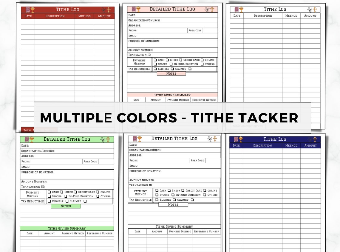 Tithe and Offering Tracker Church Giving Printable Tithing - Etsy