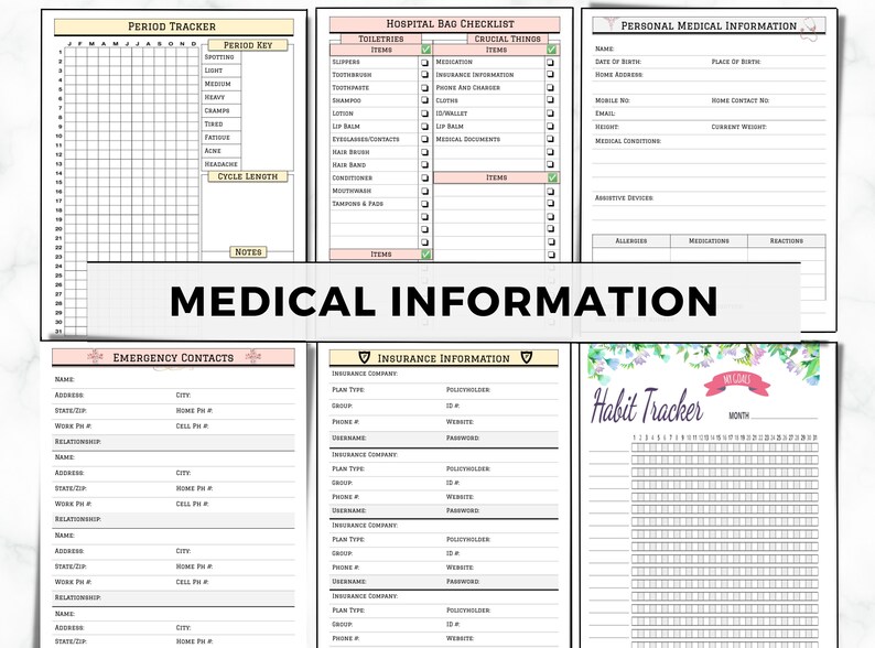 Printable Medical Planner: Family Health Binder, Tracker (PDF Download ...