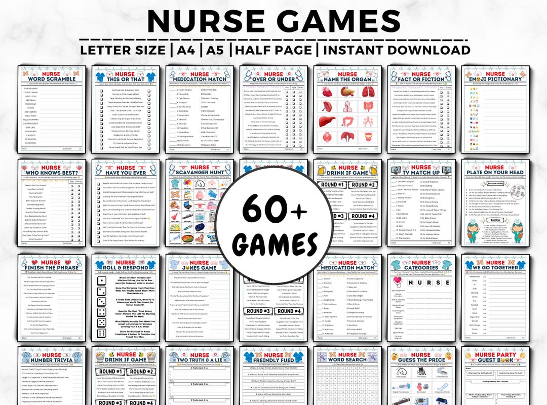 Nurse Games Bundle, Nurse Party Games, Nurse Trivia Games, Nurse ...