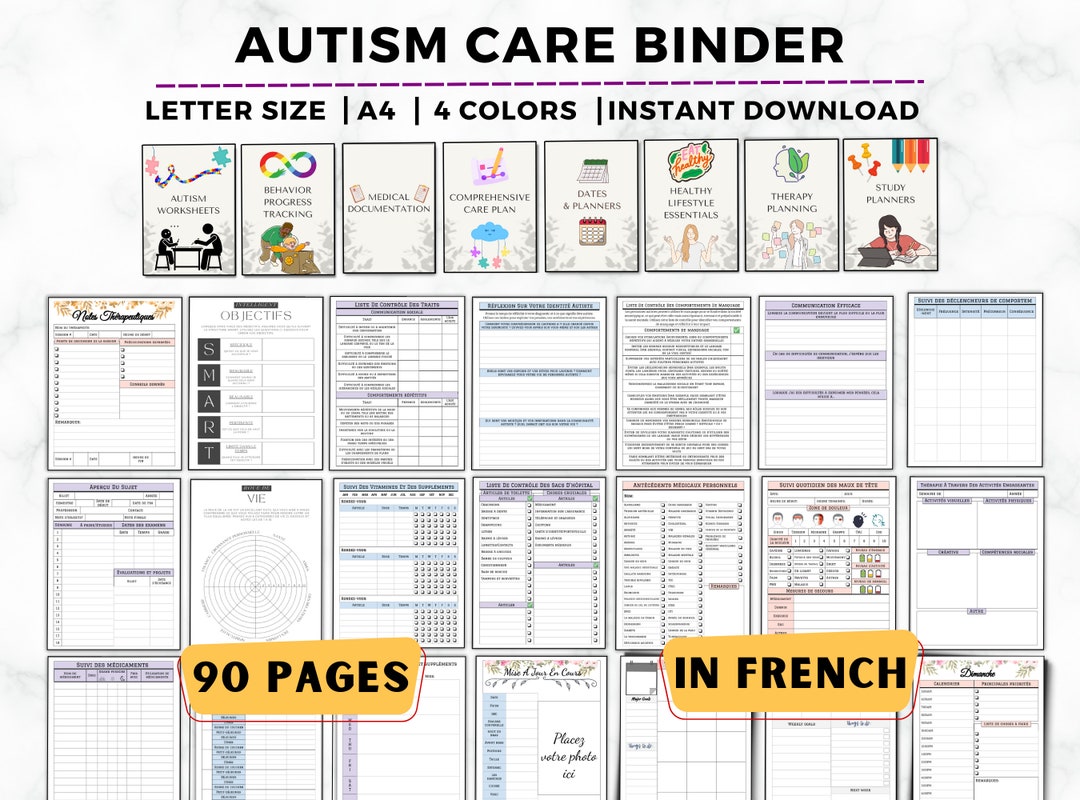 Autism Care Binder in French, Autism Planner Printable, Special Needs ...