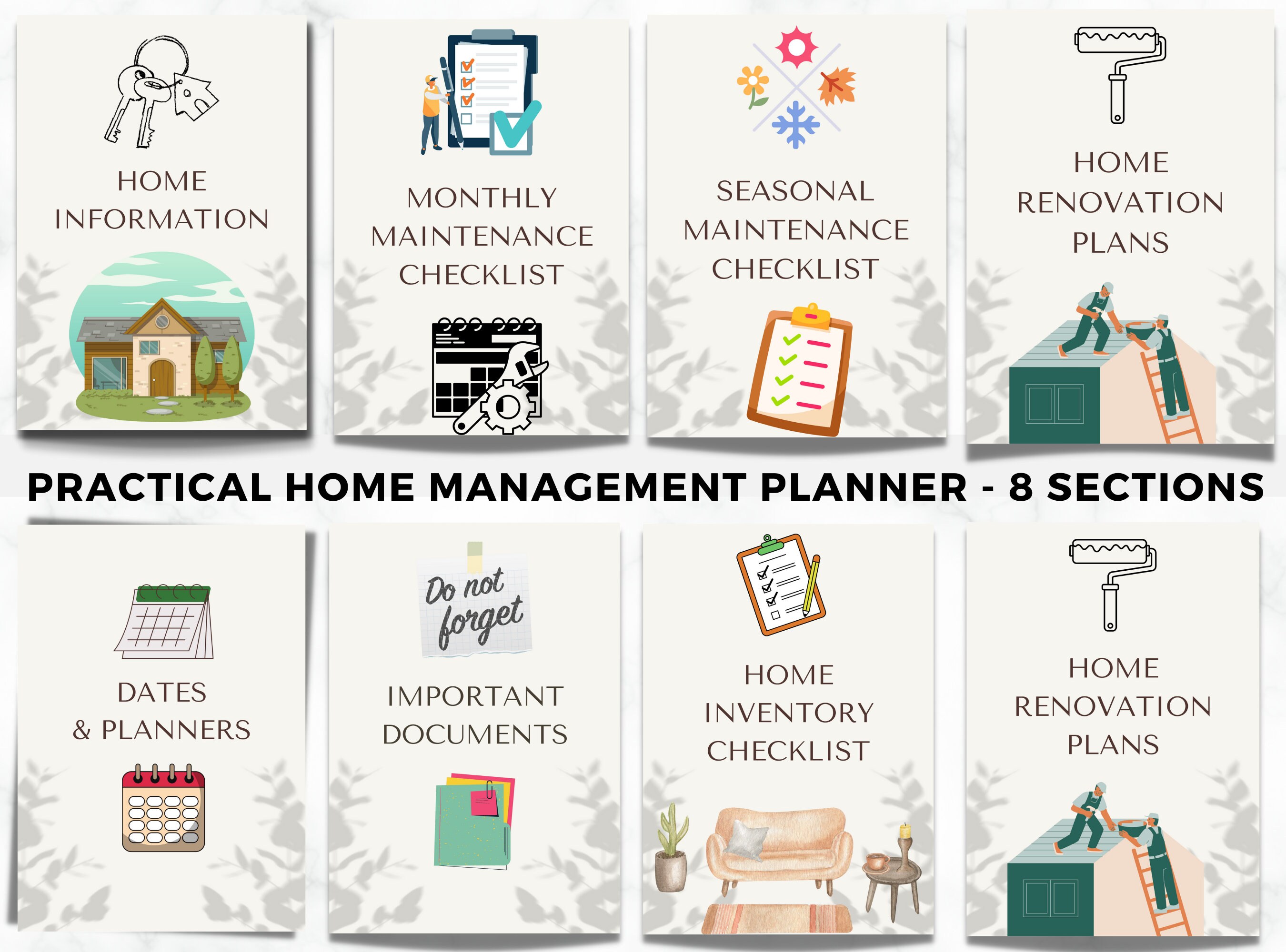 Home Maintenance Planner, Home Improvement Planner, Fillable Home ...