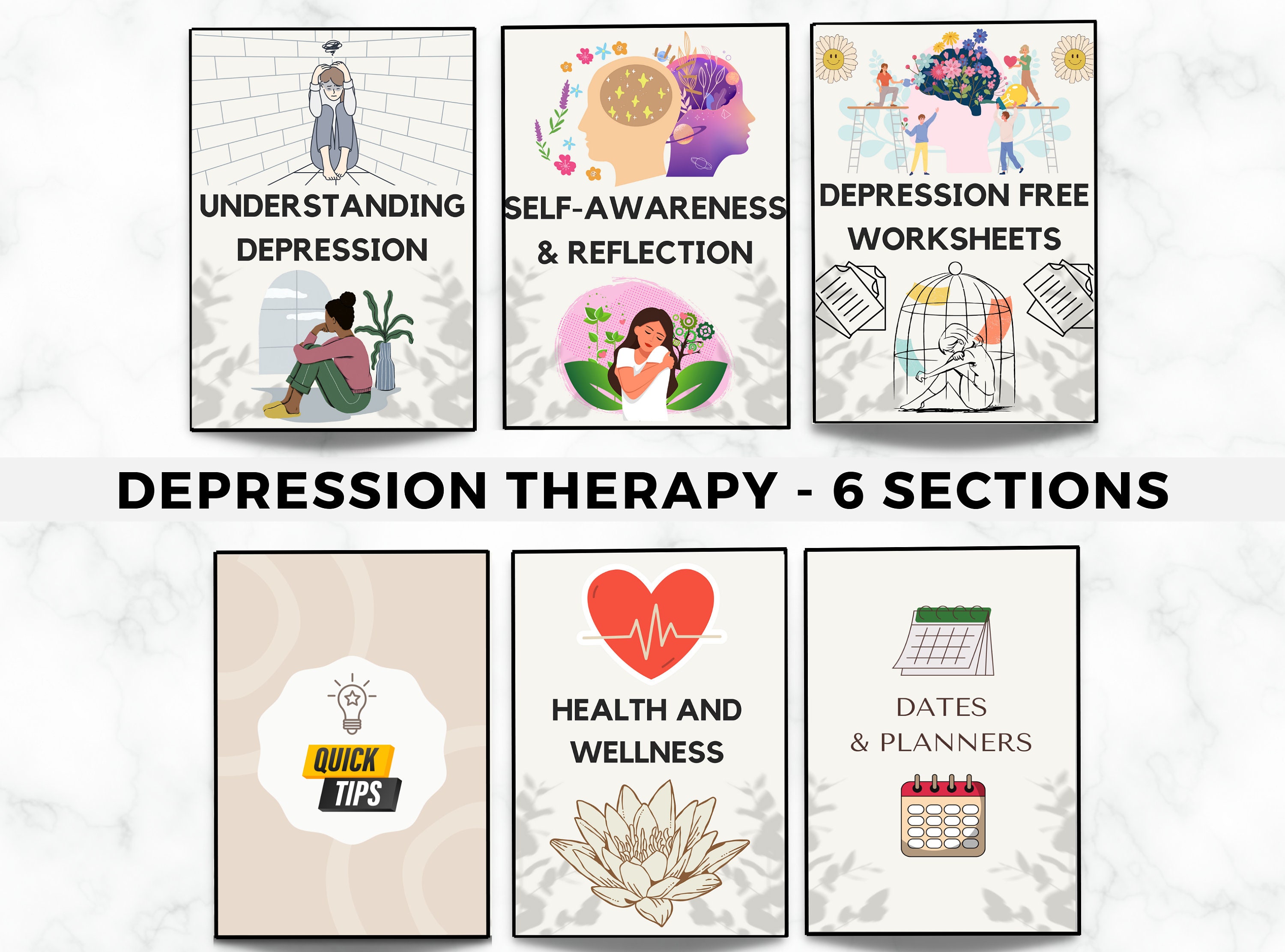Depression Coping Skills Workbook | CBT + DBT Worksheets | Mental ...