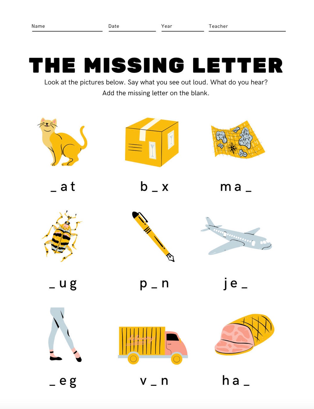 Find the Missing Letter - Etsy