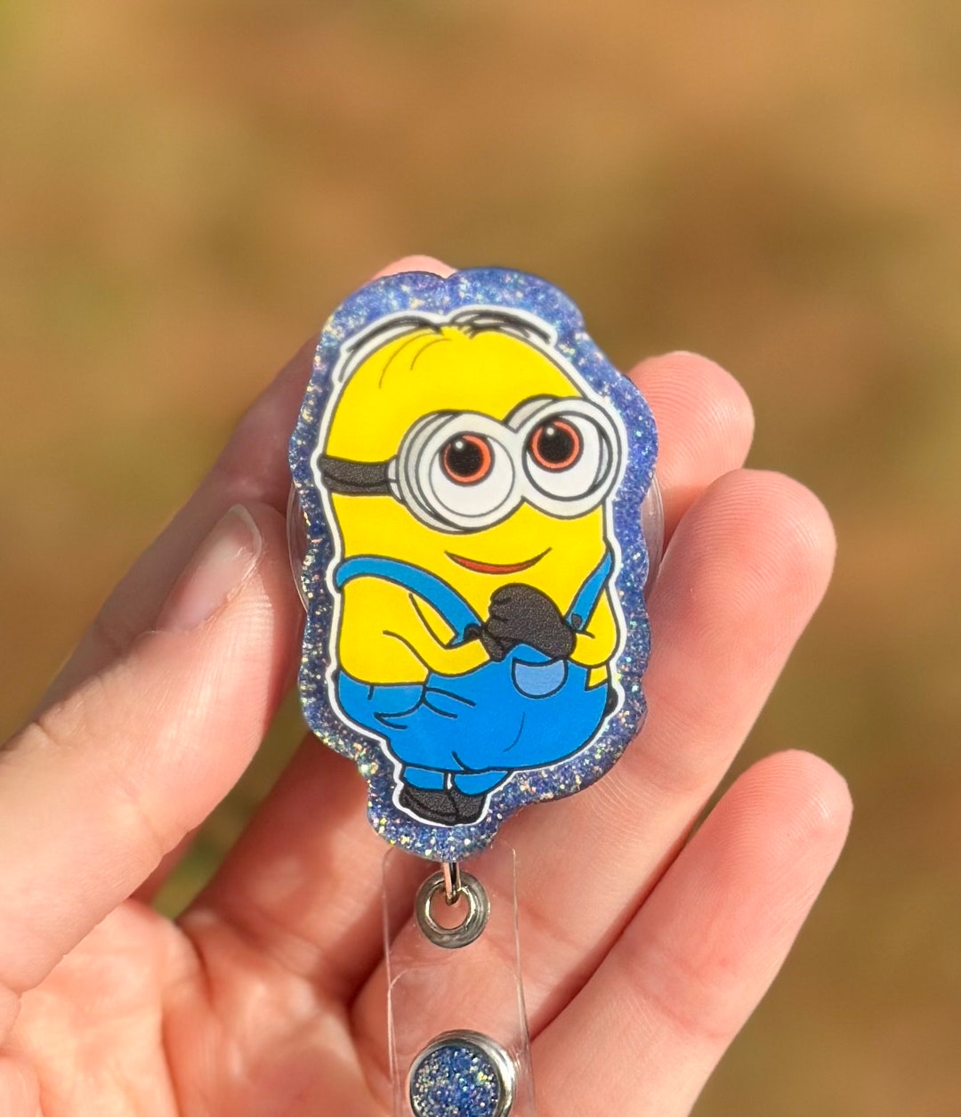 Minion Retractable Glitter Badge Reel - Etsy
