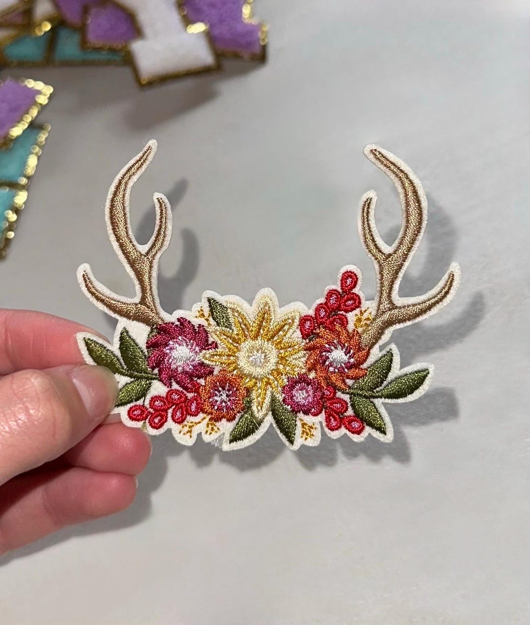 Antler Embroidered Patch - Etsy