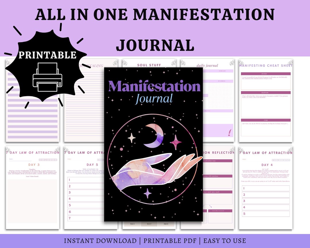 2025 Manifestation Journal Yearly Intentions Visioning Workbook & Law ...