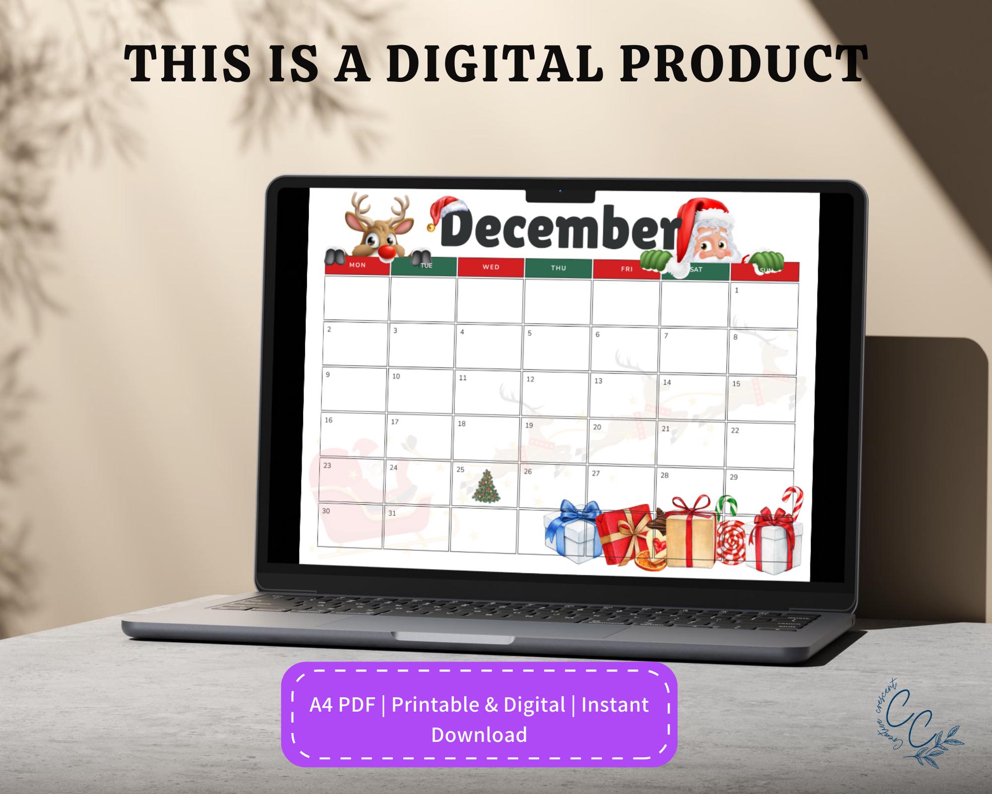 December 2024 Calendar, Printable Calendar, Editable December Planner ...