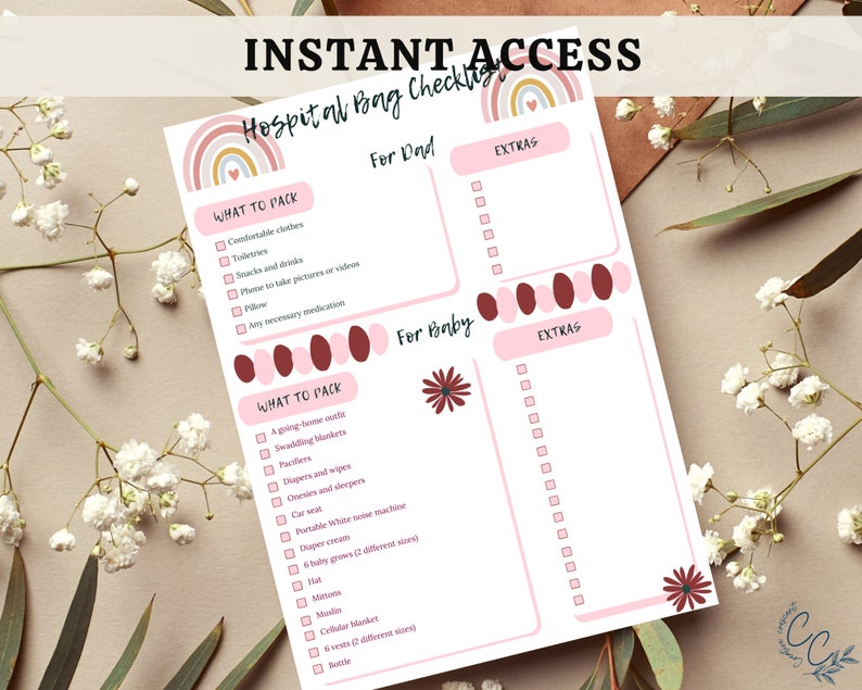 Hospital Bag Checklist for Labor and Delivery, Maternity Hospital Bag ...