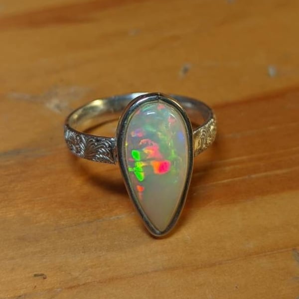 Rainbow Opal Ring - Etsy