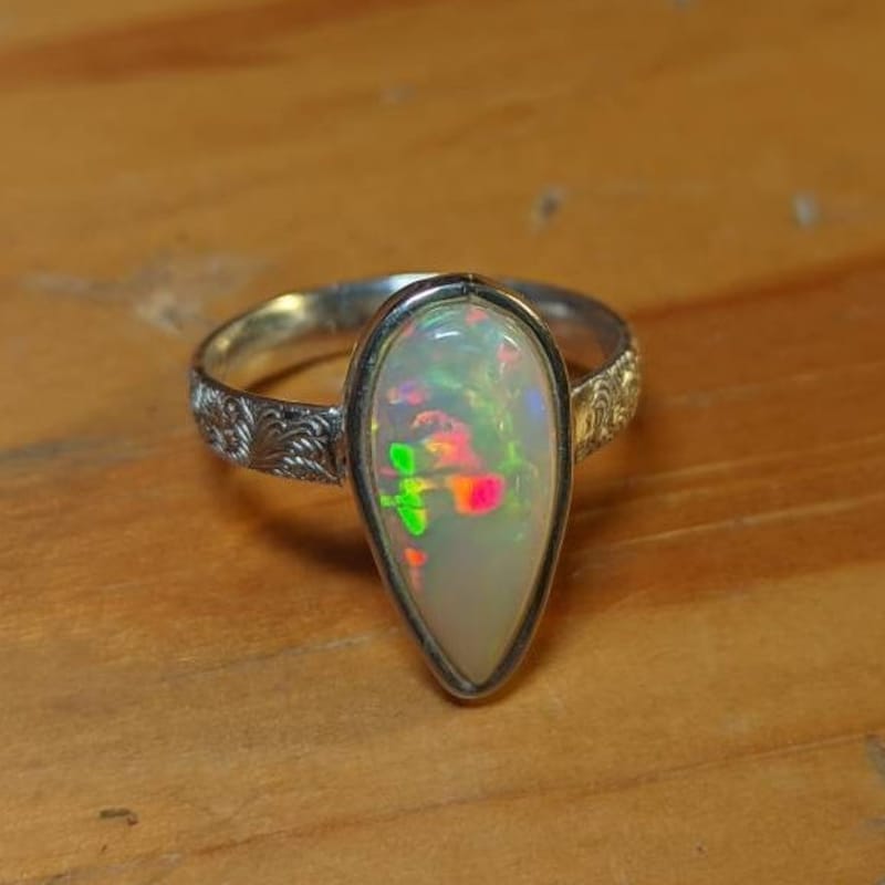 Rainbow Opal Ring - Etsy